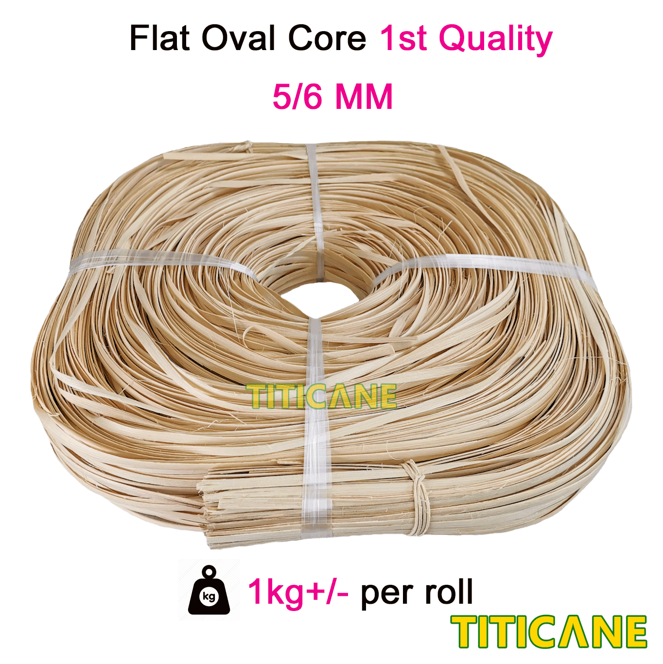 TITICANE Flat Oval Rattan Core [ Rotan Pulur ] [ 8mm to 12mm ]