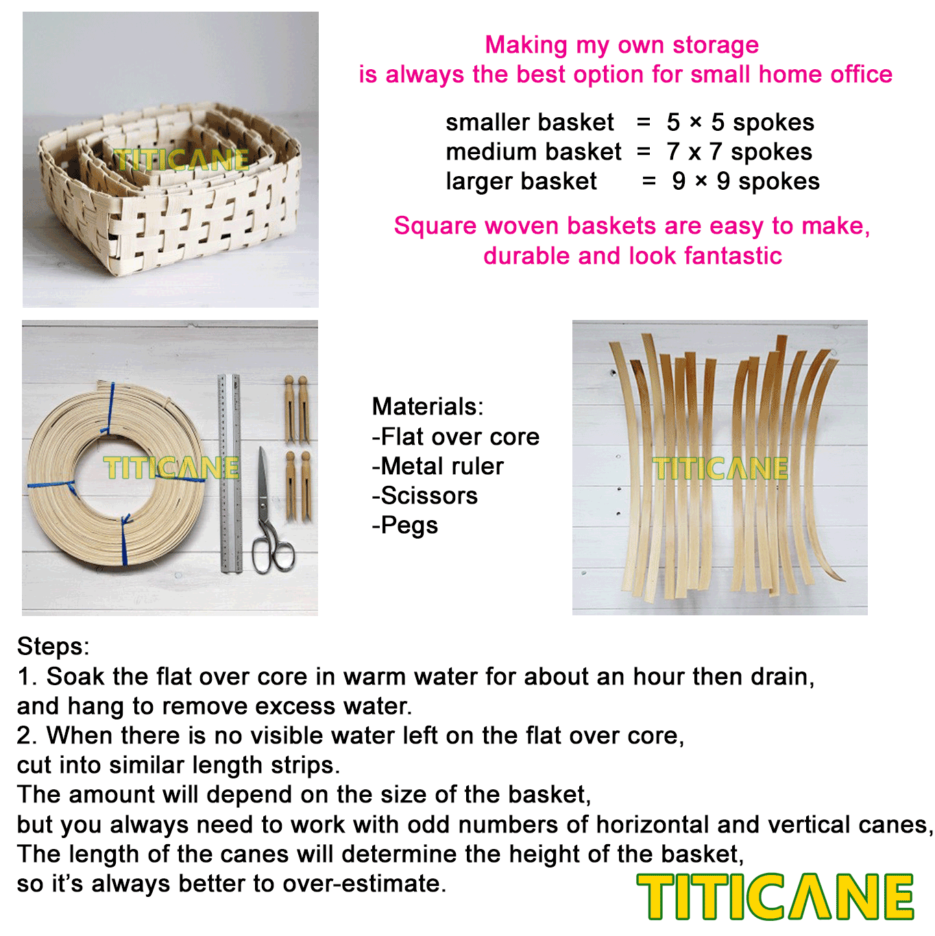 TITICANE Flat Oval Rattan Core [ Rotan Pulur ] [ 8mm to 12mm ]