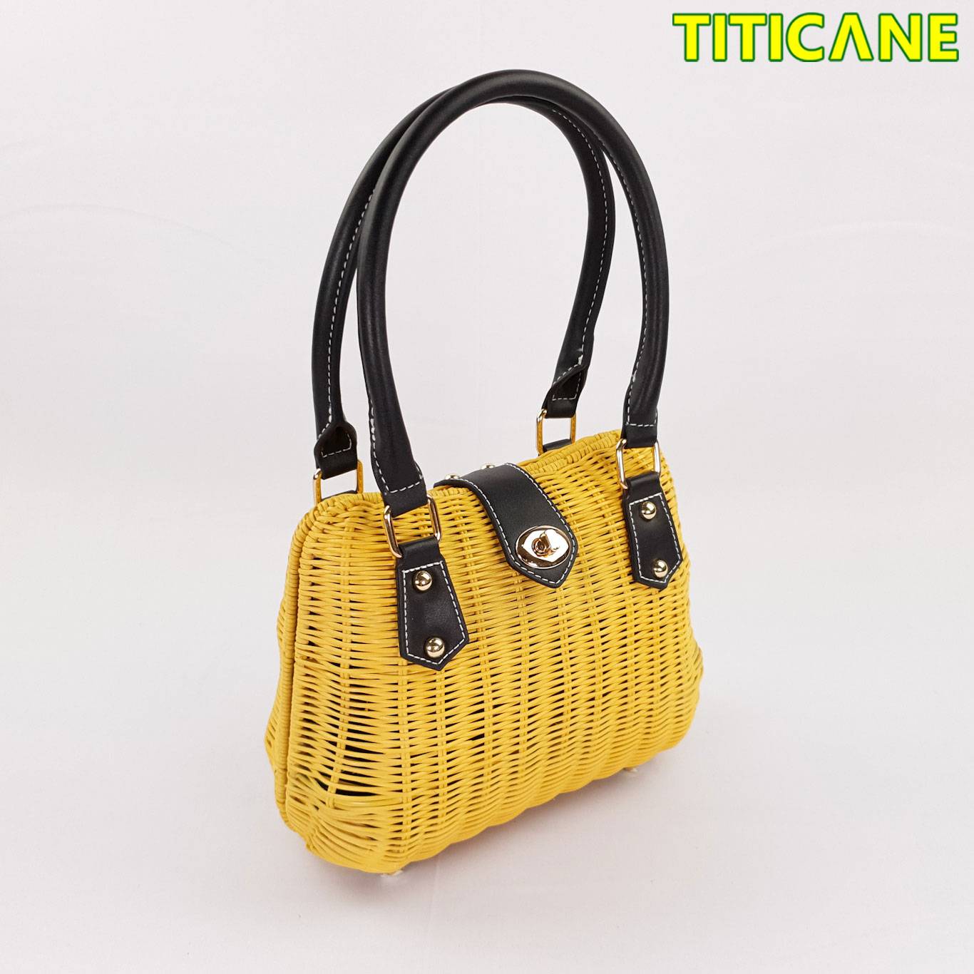 TITICANE Yellow Daisy Handicraft Bag [ Rattan / Rotan ]