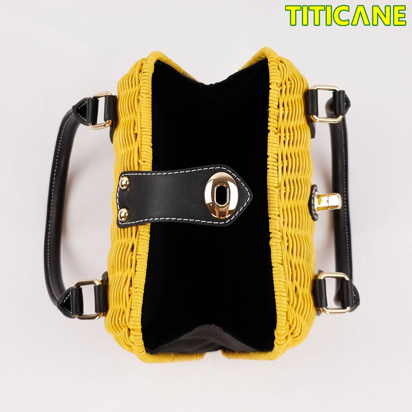 TITICANE Yellow Daisy Handicraft Bag [ Rattan / Rotan ]