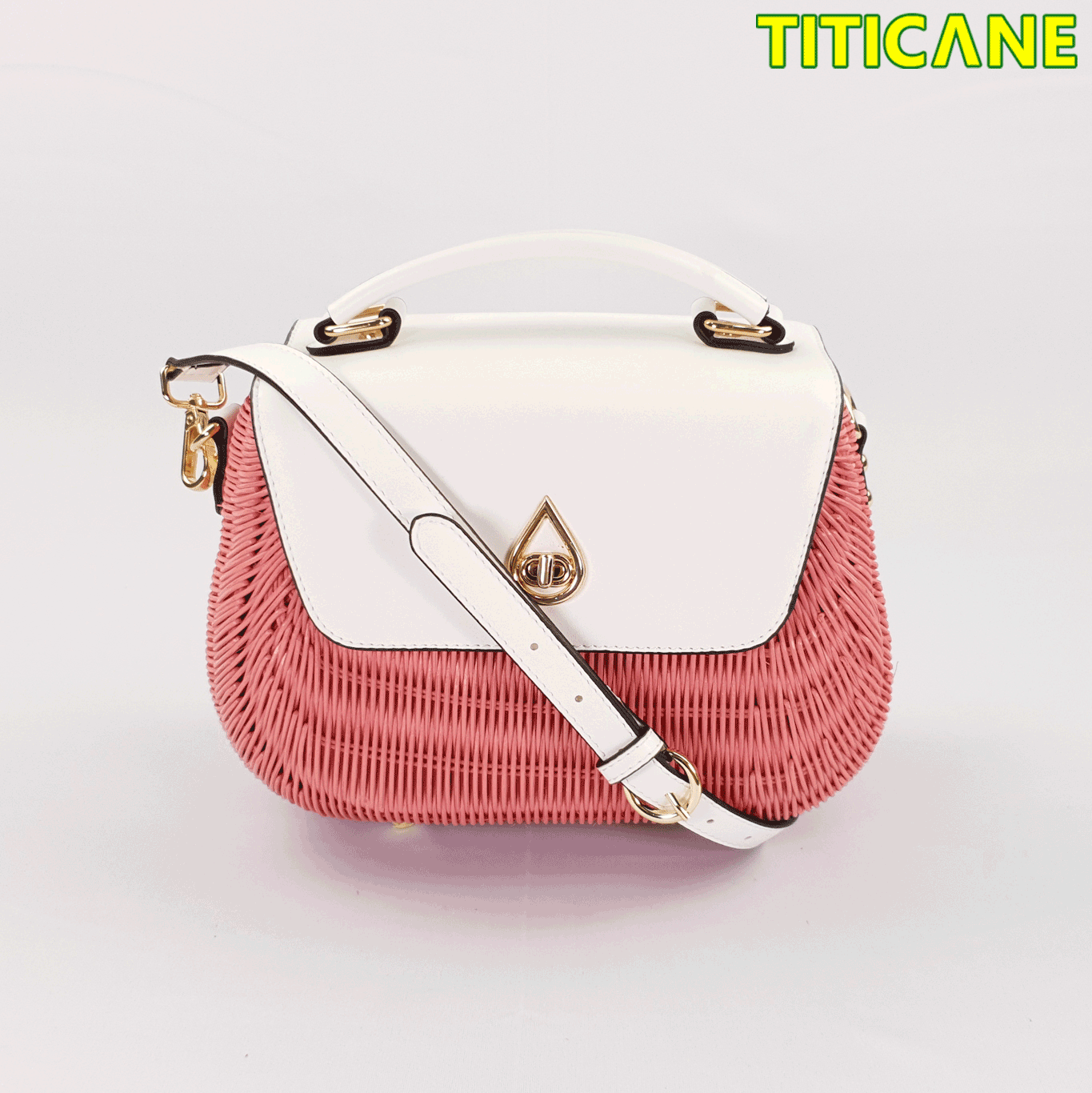 TITICANE Pink Tulip Handicraft Bag [ Rattan / Rotan ]