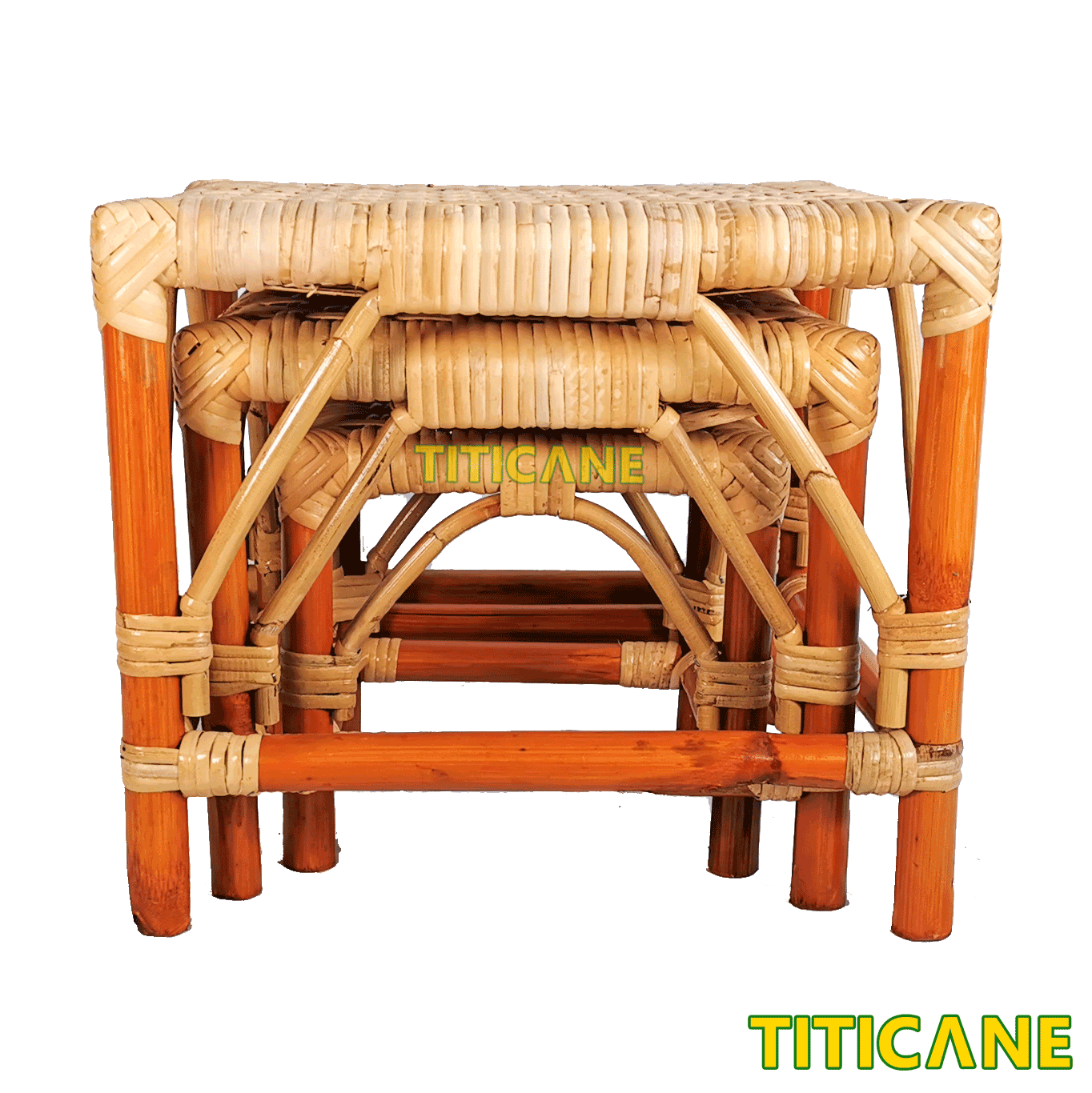 TITICANE Foot Stool [ Bangku Rotan ] [ Rattan Dahan ] [ Medium ]