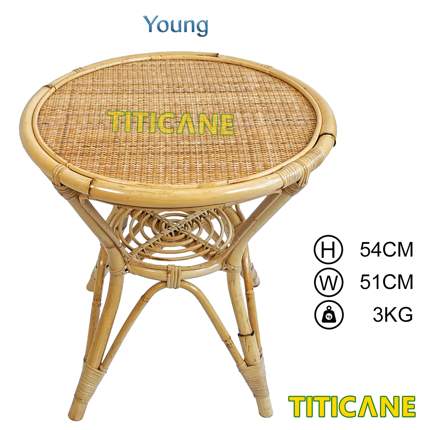TITICANE Young Close Webbing Table [ Meja Rotan Anyaman ] [ Rattan ...