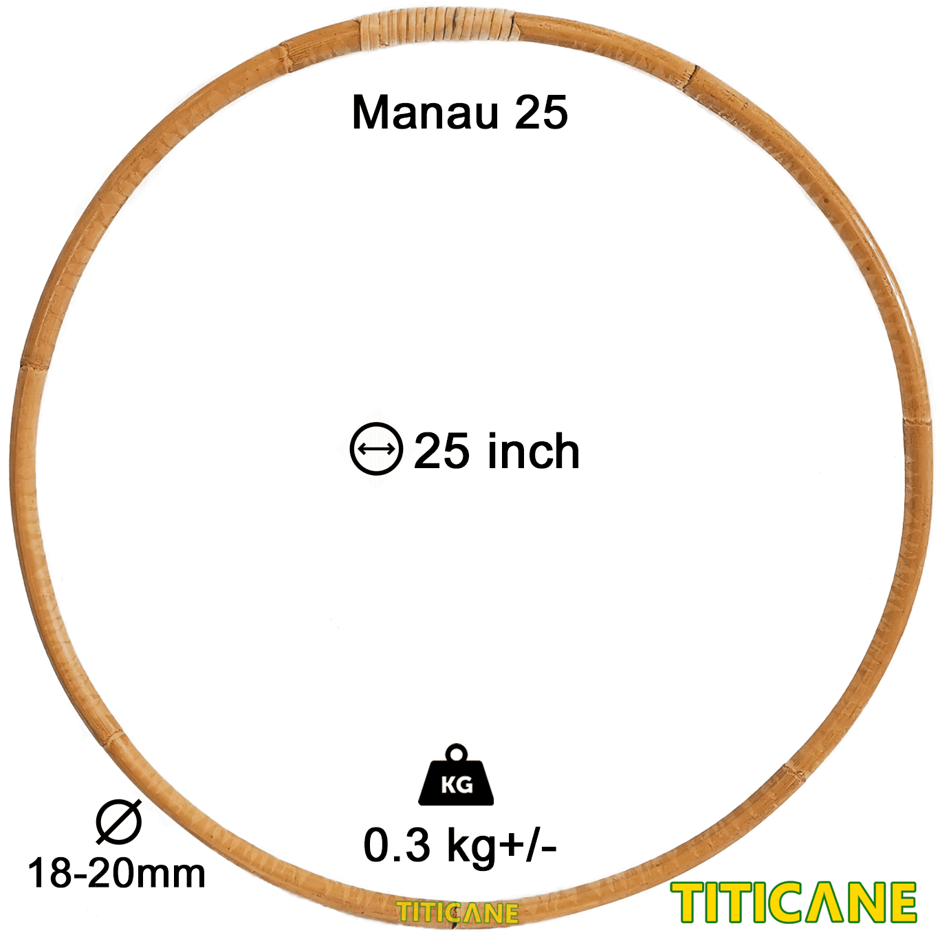 TITICANE Fitness Exercise Hula Hoop [ Manau 25 inch ] [ Rattan / Rotan ]
