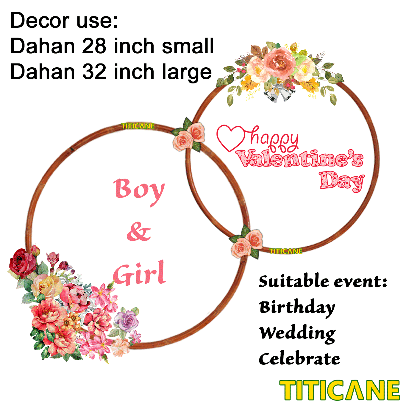 TITICANE Standard Hula Hoop [ Dahan 28 inch ] [ Rattan / Rotan ]