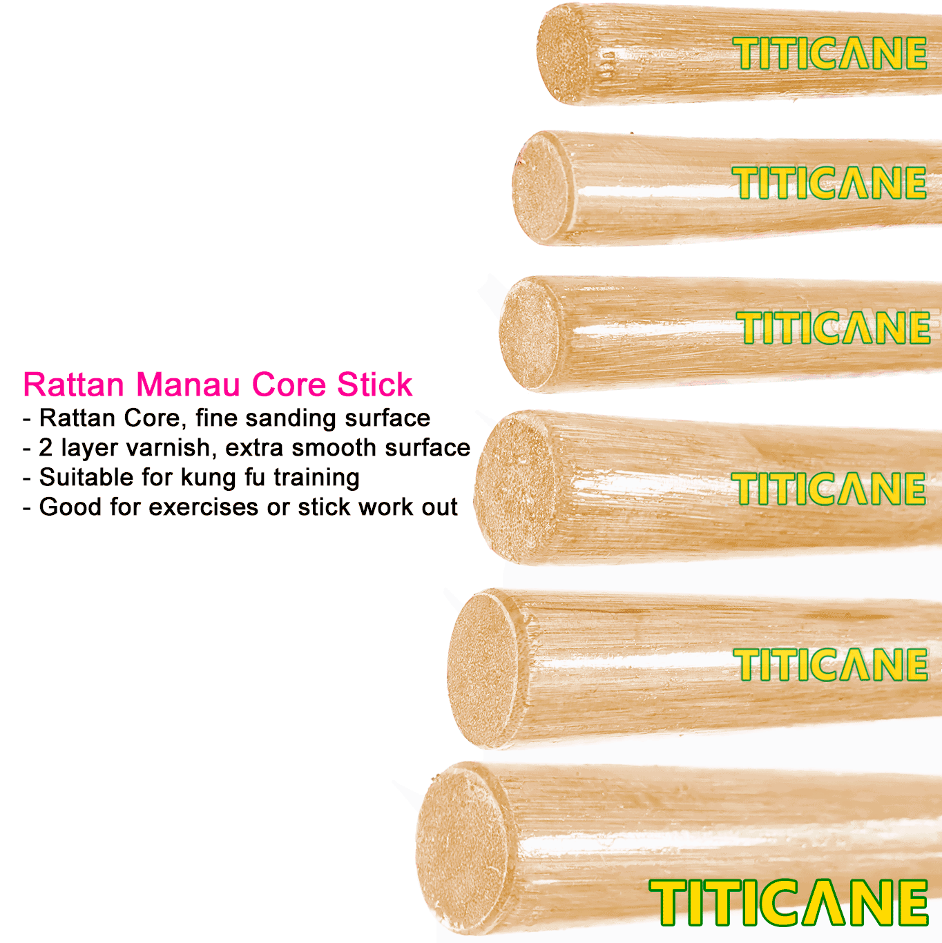 TITICANE Manau Core Stick [ 54 INCH ] [ 26mm ] [ Rattan / Rotan ]
