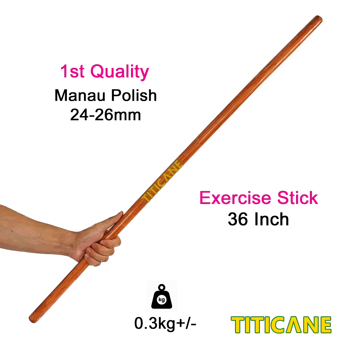 TITICANE Exercise Stick [ 36 INCH ] [ 24-26mm ] [ Rattan / Rotan ]