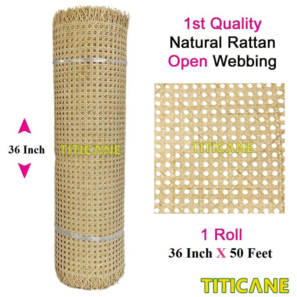TITICANE Natural Rattan Open Webbing [ 36 Inch ] [ 1 Roll ]