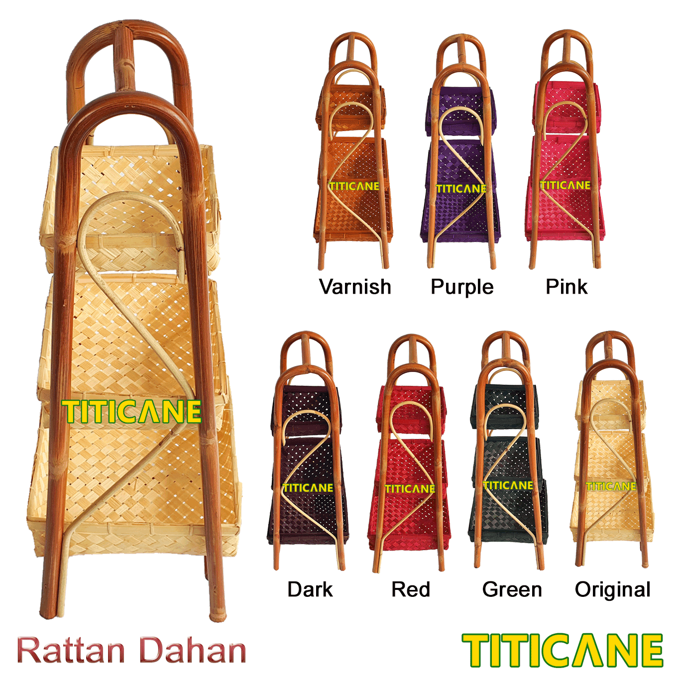 TITICANE 3 Layer Square Storage Rack [ Rak Rotan ] [ Rattan Dahan ]