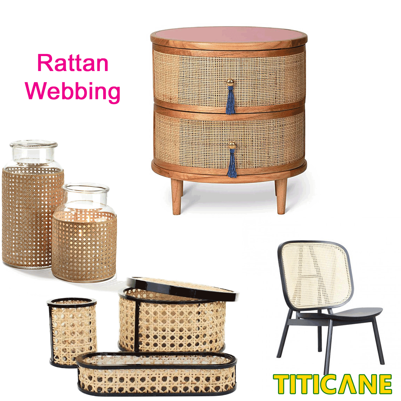 TITICANE Natural Rattan Mesh Webbing [ 72 Inch ] [ 6 Feet Per Unit ]